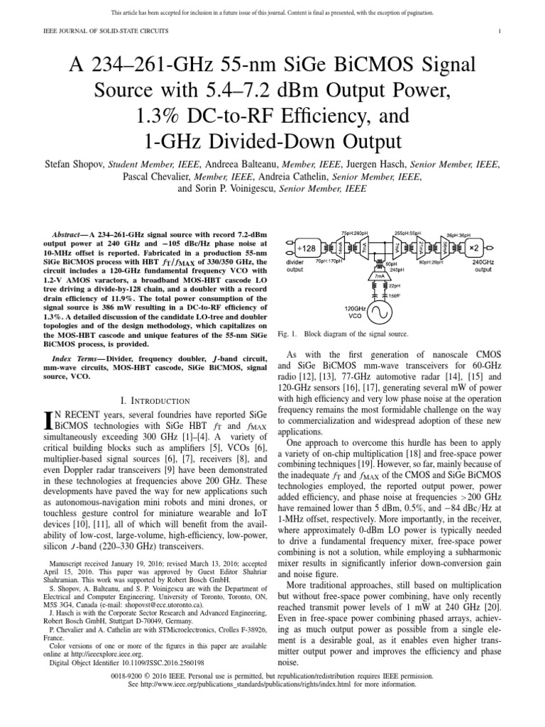 A 234-261-Ghz 55-Nm Sige Bicmos Signal Source With 5.4-7.2 DBM Output ...
