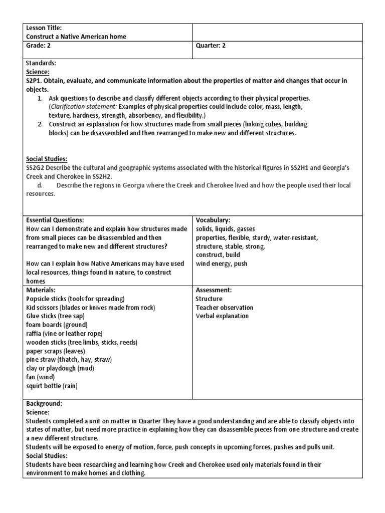 Build a Native American Home Model | PDF | Soil | Matter
