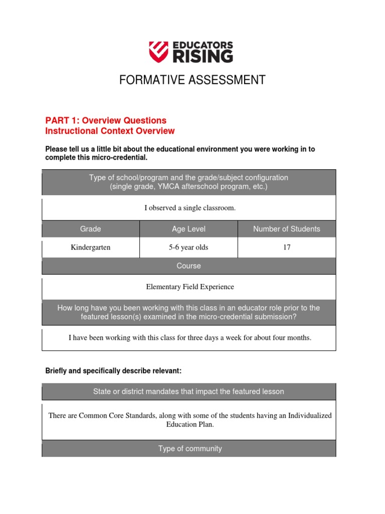 Formative Assessment Submission Form | PDF | Lesson Plan | Educational ...