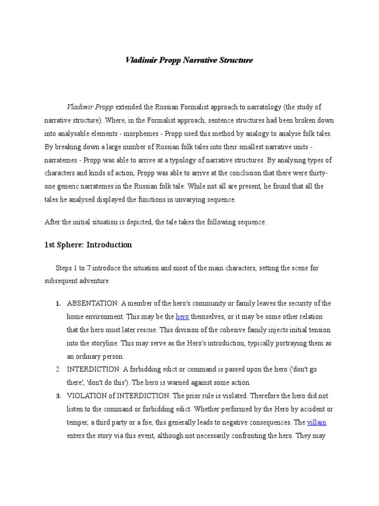 Vladimir Propp Narrative Structure