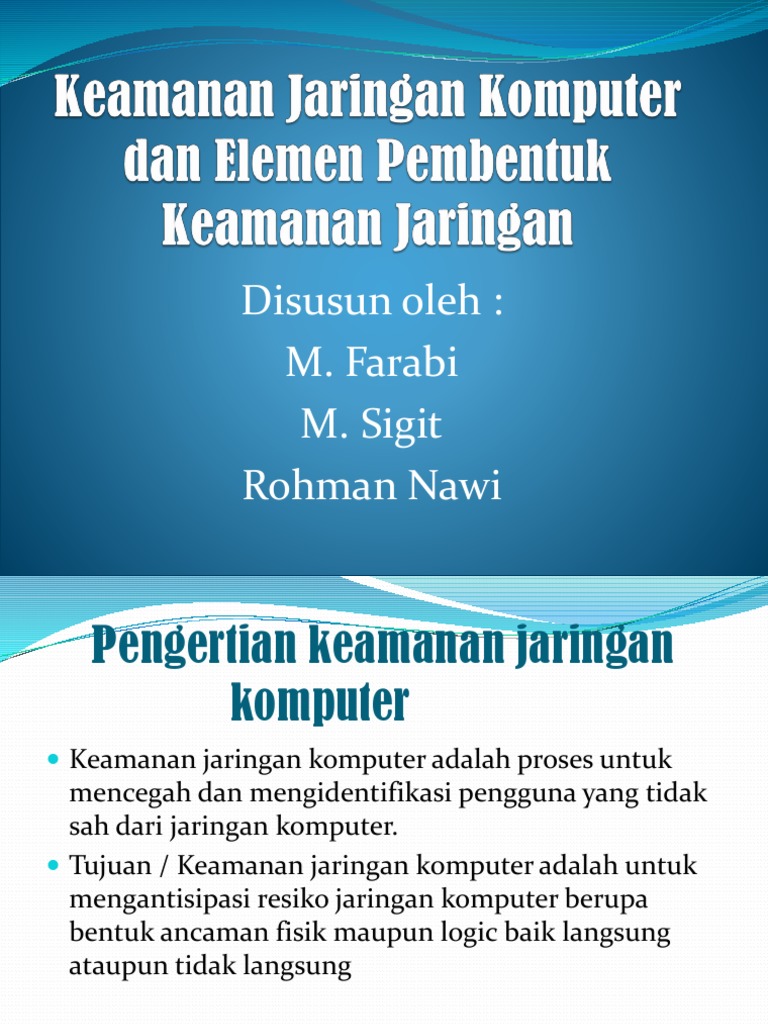 Keamanan Jaringan Komputer Dan Elemen Pembentuk Keamanan Jaringan | PDF ...