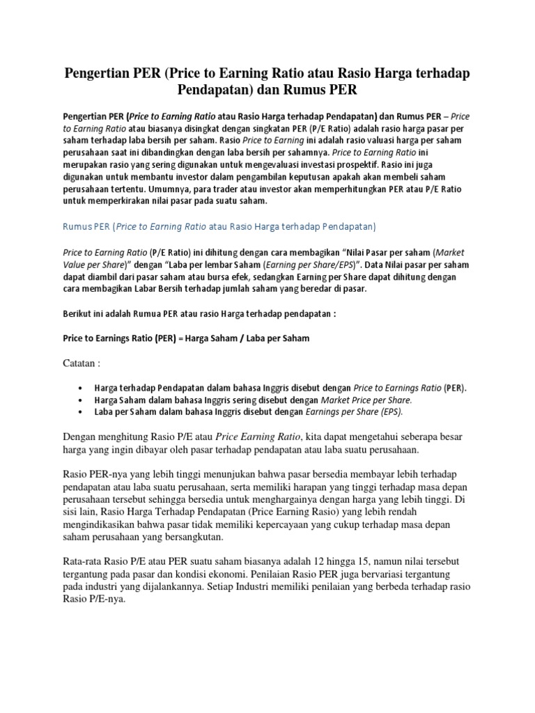 Pengertian PER | PDF