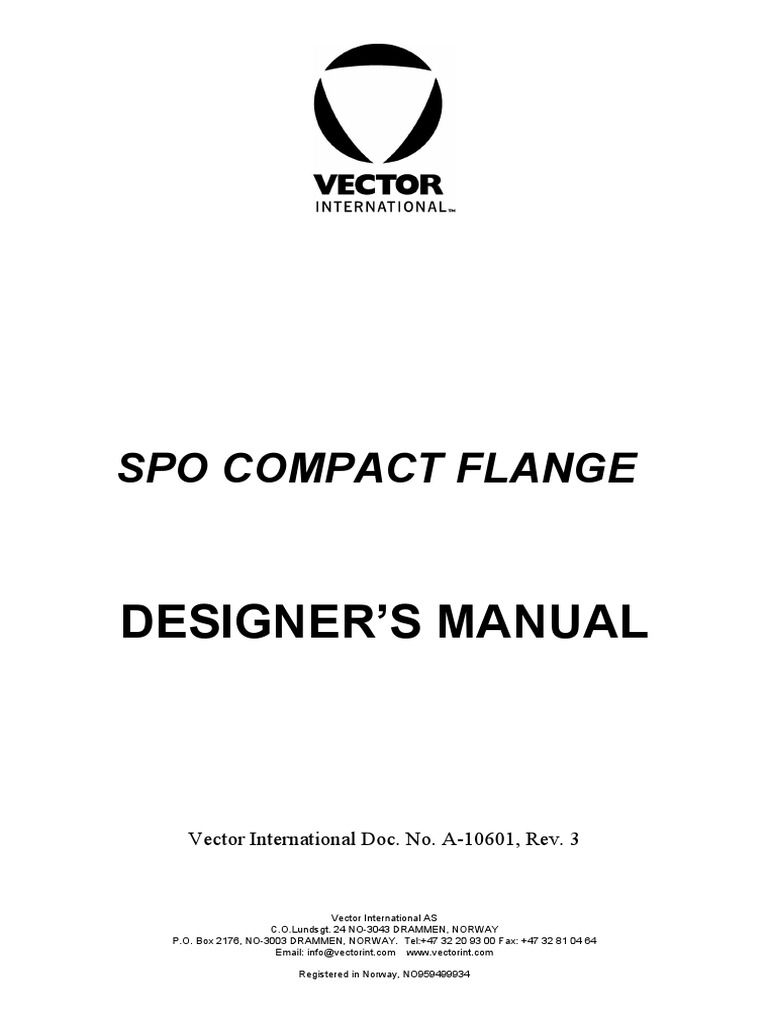 Vector SPO Compact Flange Design Manual | PDF | Pipe (Fluid Conveyance ...