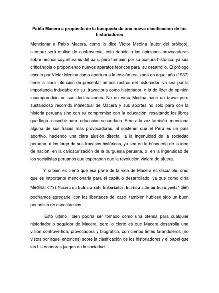 Pablo Macera: Historia y Controversia | PDF | Historiografía | Perú