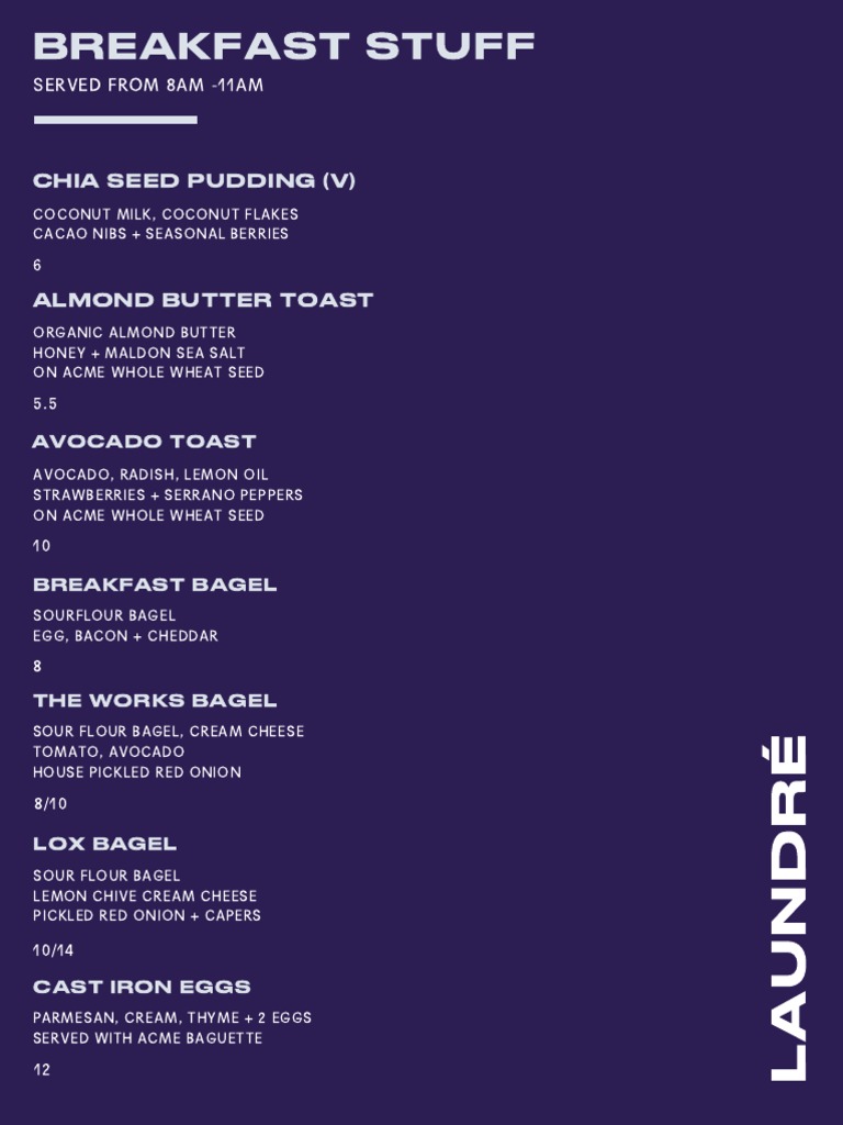 Laundré Menu | PDF | Salad | Pickling