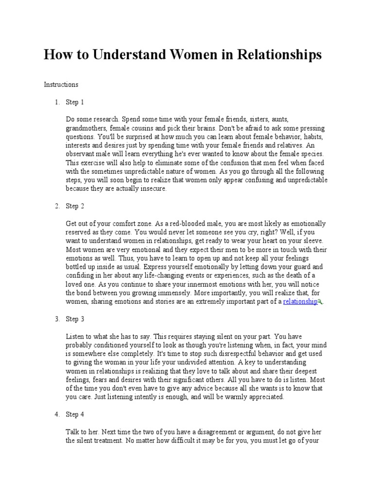 How To Understand Women in Relationships | PDF | Emotions ...