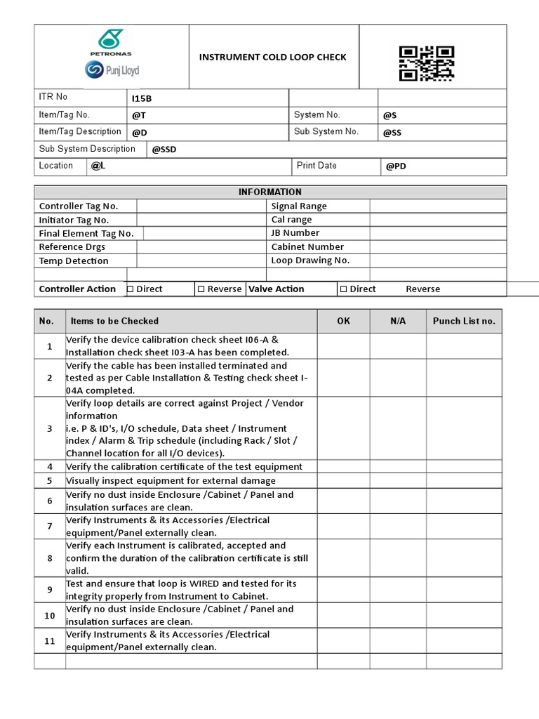 Instrument Cold Loop Check: @T @S @D @SS @SSD @PD | PDF | Calibration ...