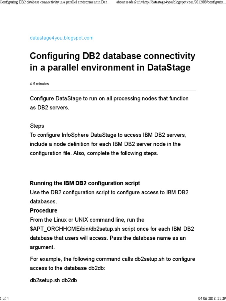 Configuring DB2 Database Connectivity in A Parallel Environment in DataStage | Download Free PDF ...
