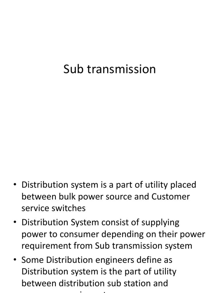 Overview of Sub Transmission Systems | PDF | Electric Power ...