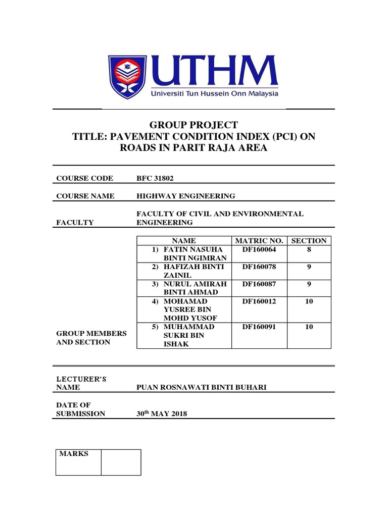 Pavement Condition Index Report | PDF | Road Surface | Road