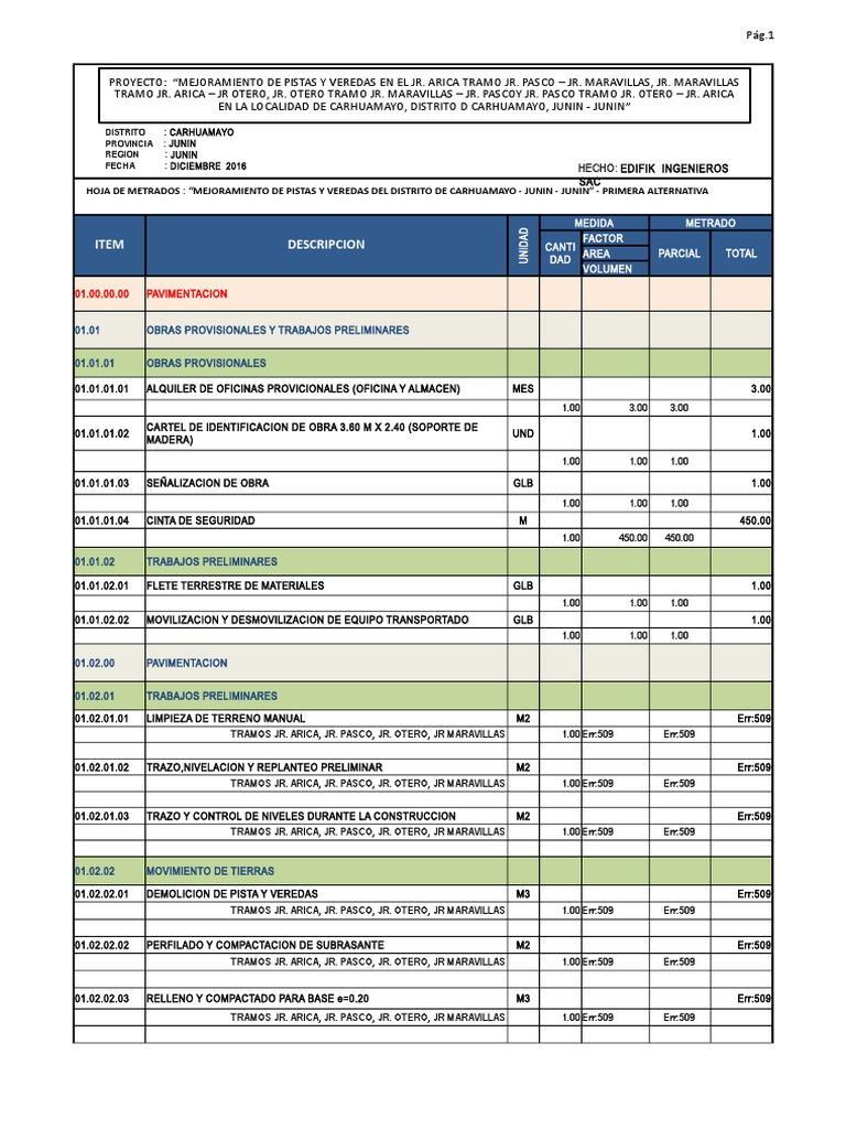 Hoja de Metrado Componente 2 - Graderias | PDF