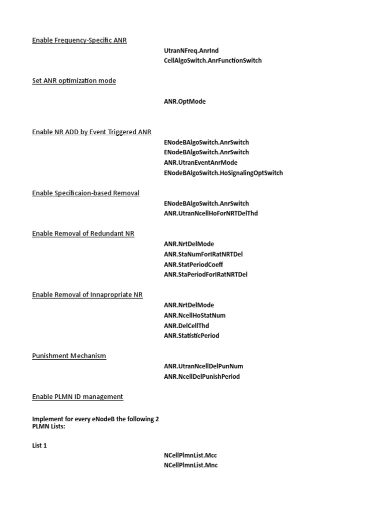 Parameter Set - ANR For Inter-RAT | PDF | Mobile Telecommunications