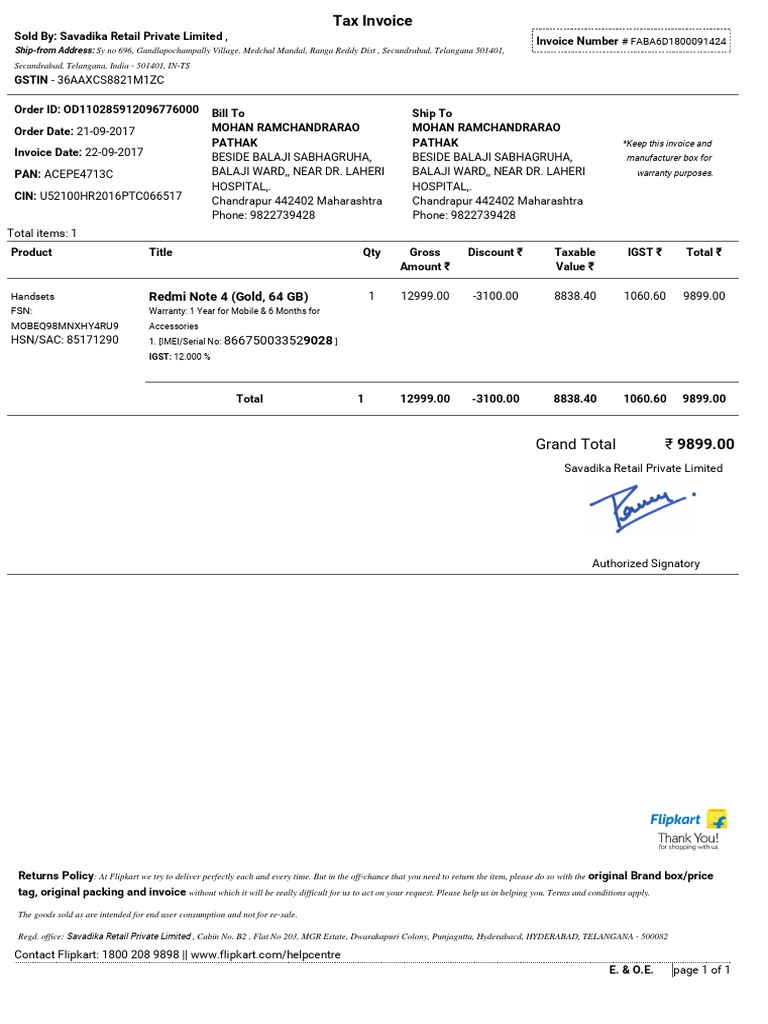 Redmi Note Bill 1 | PDF | Invoice | Economies
