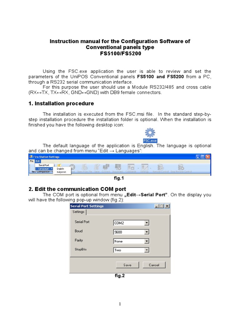 Instruction Manual For The Configuration Software of Conventional Panels Type FS5100/FS5200 ...