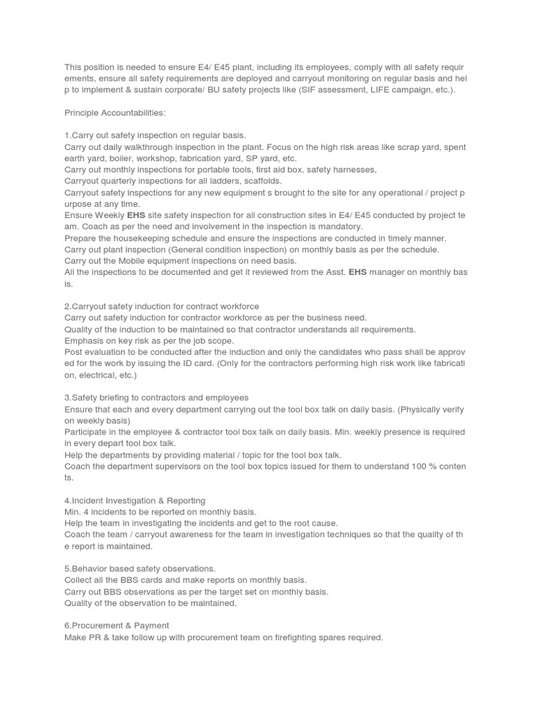 Ehs Profile | PDF | Fire Safety | Occupational Safety And Health