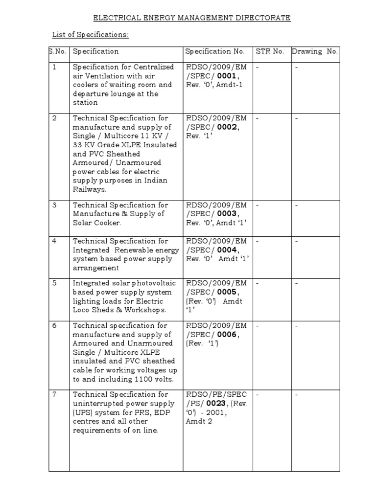 Specification for Electrical Management | Power Supply | Technology