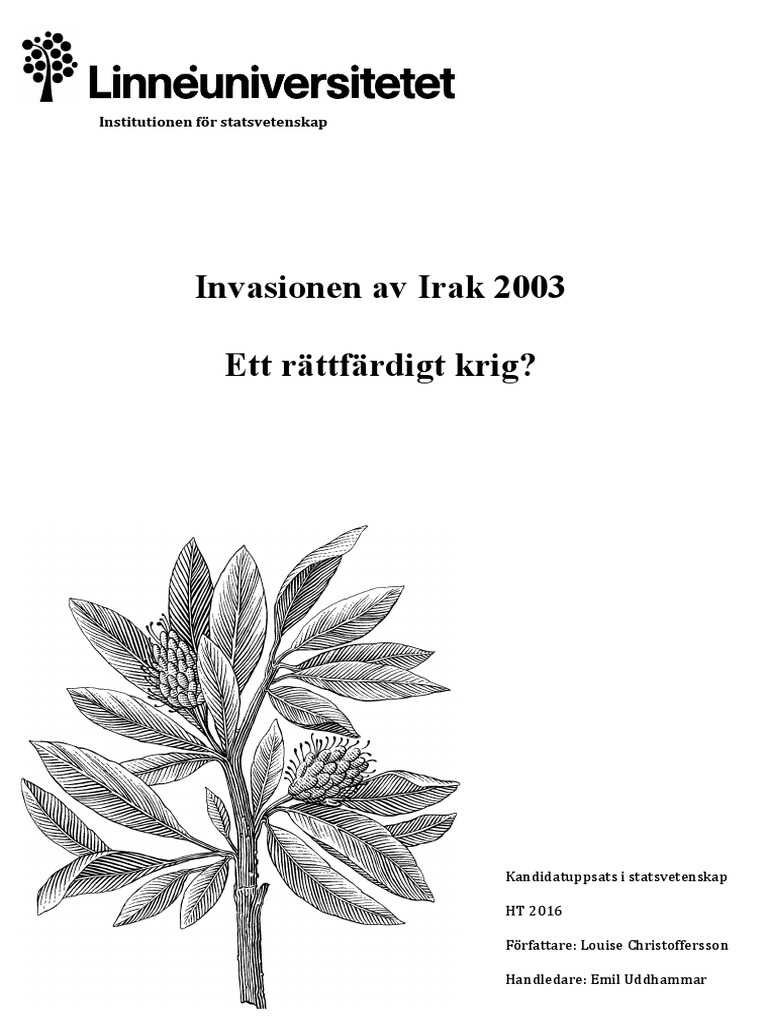 Invasionen Av Irak 2003 Ett Rättfärdigt Krig?: Institutionen För ...