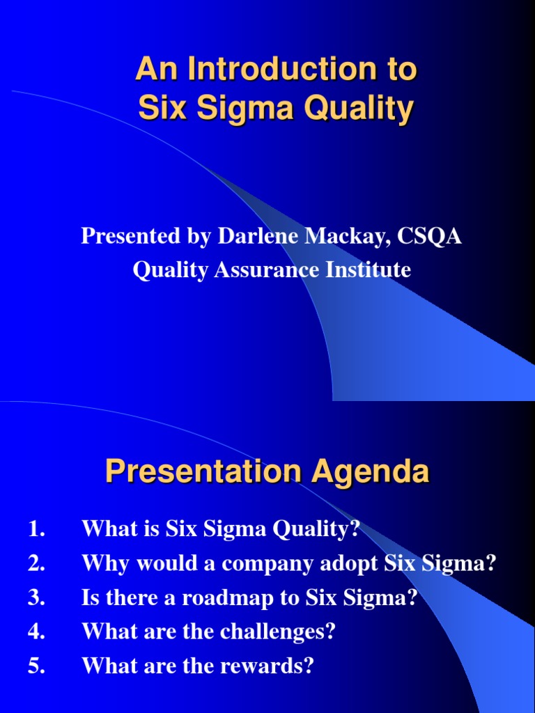 An Introduction To Six Sigma Quality | PDF | Six Sigma | Design For Six ...