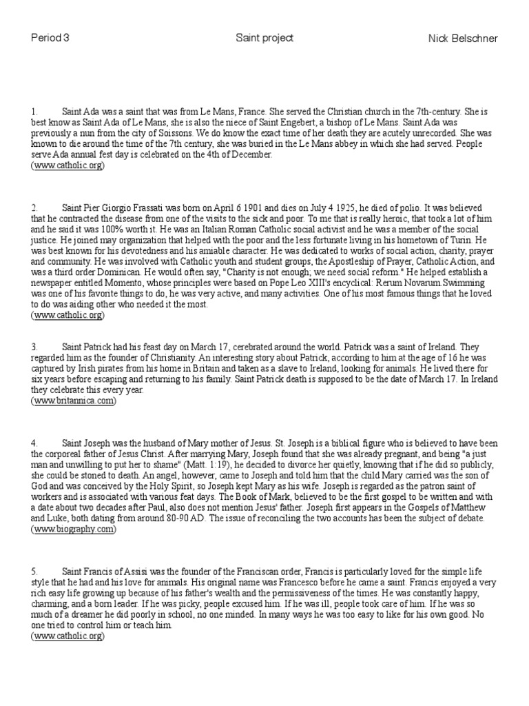 Saint Project | PDF | Saint Joseph | Mary, Mother Of Jesus