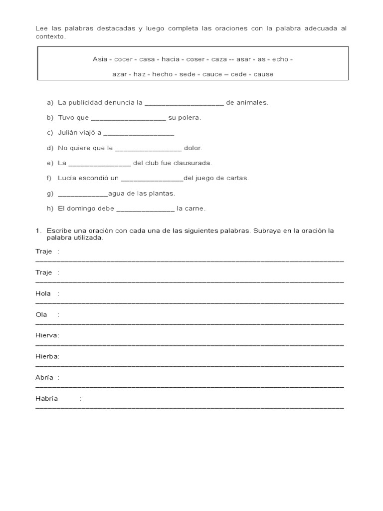 Homofonos y Homografos. Prueba | PDF