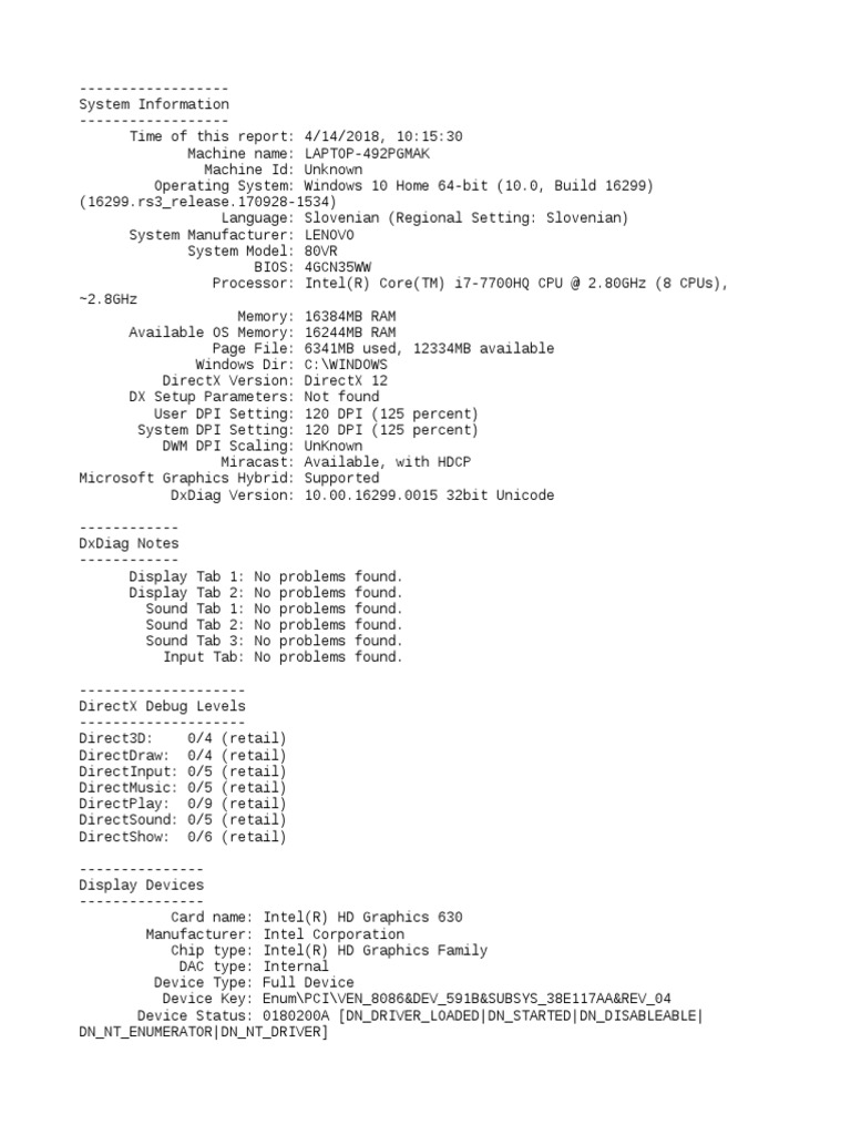 Dxdiag | PDF | Device Driver | Codec