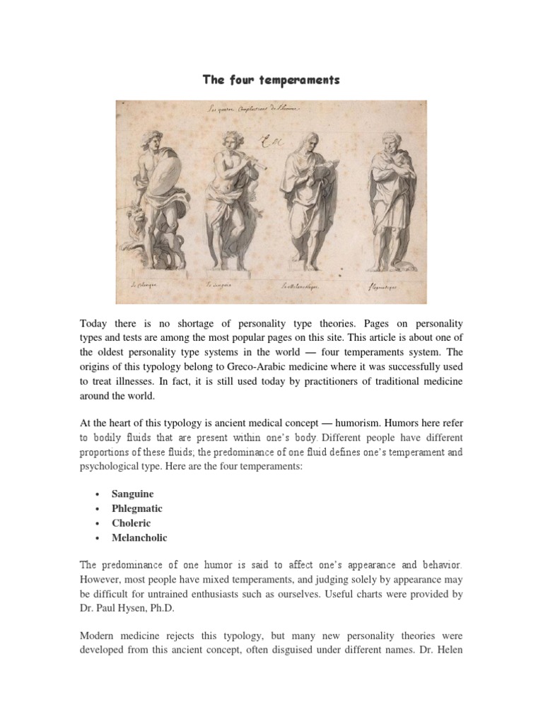 The Four Temperaments | PDF | Psychological Theories | Scientific Theories
