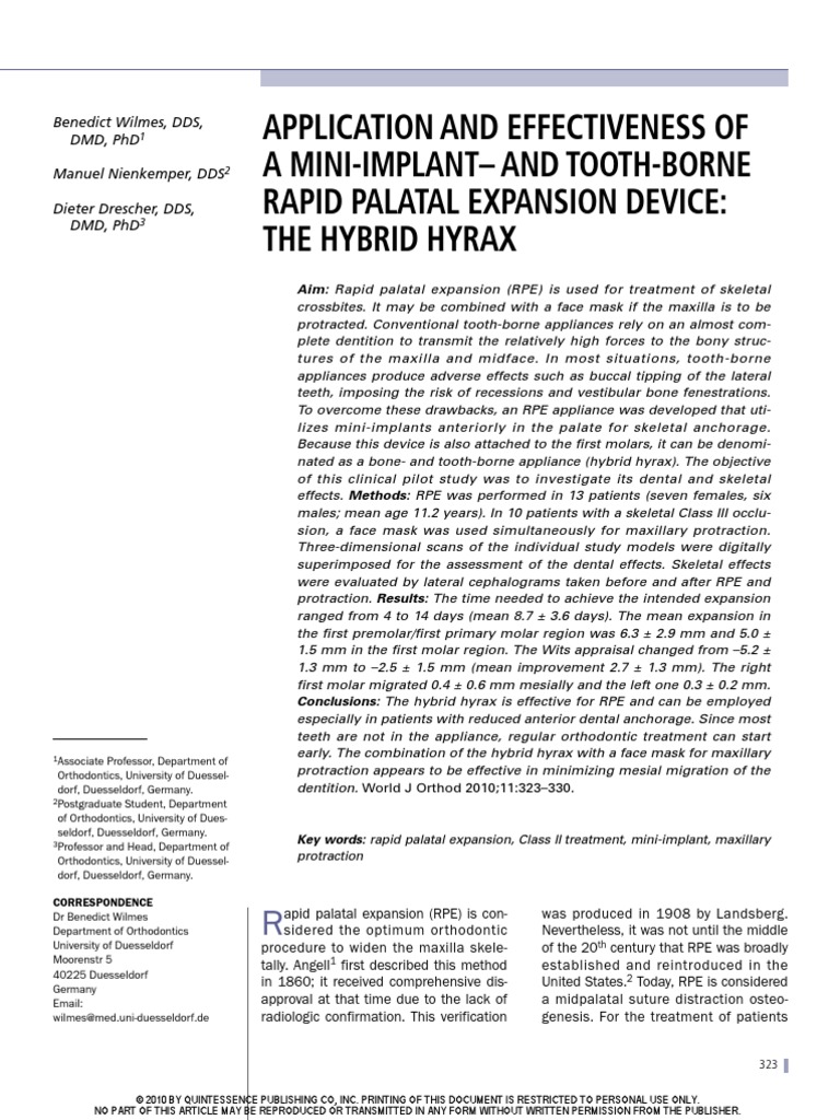 Hybrid Hyrax | PDF | Orthodontics | Face