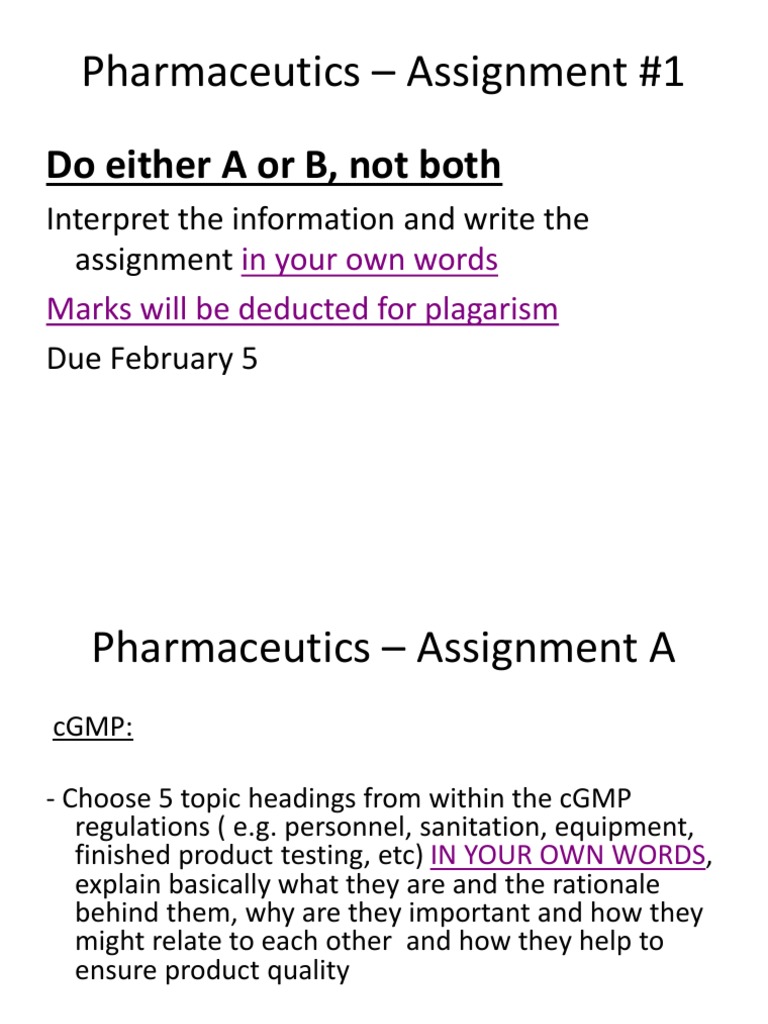 Pharmaceutics - Assignment #1: Do Either A or B, Not Both | PDF | Self-Improvement