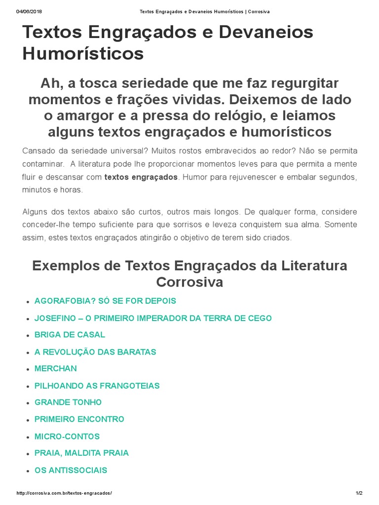 Textos Engraçados e Devaneios Humorísticos - Corrosiva | PDF | Humor