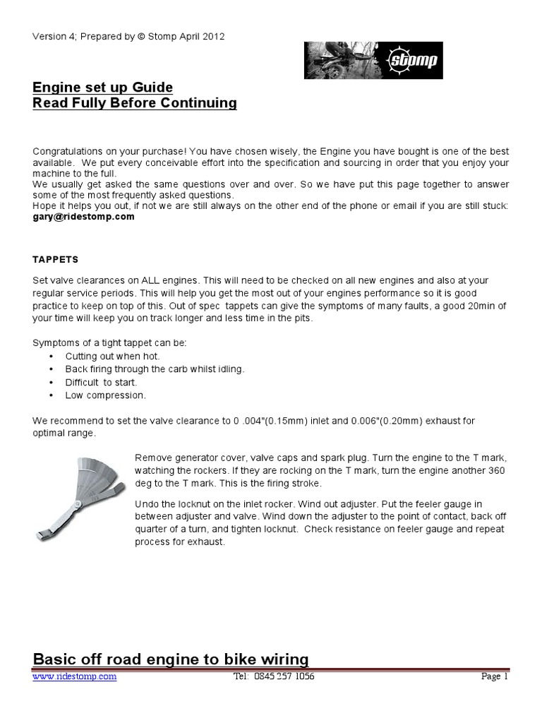Engine Set Up Guide Read Fully Before Continuing: Basic Off Road Engine ...