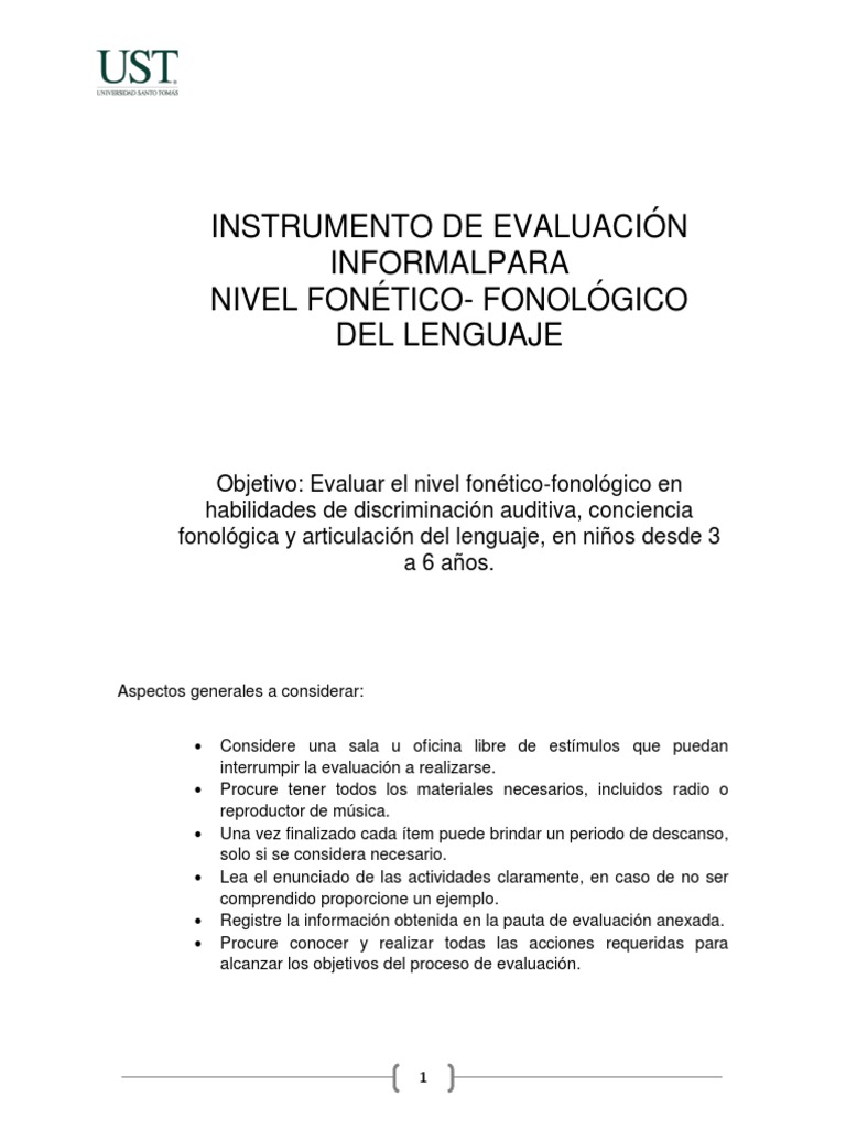 Evaluacion Fonologica 1 1 1 Listo | PDF | Fonología | Palabra