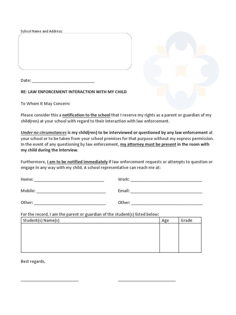 Parental Rights Notification for Law Enforcement | PDF | Wellness