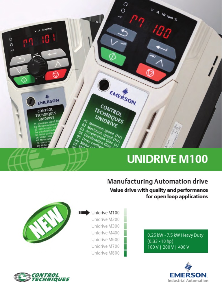 Unidrive M100 Brochure | PDF | Mains Electricity | Engines