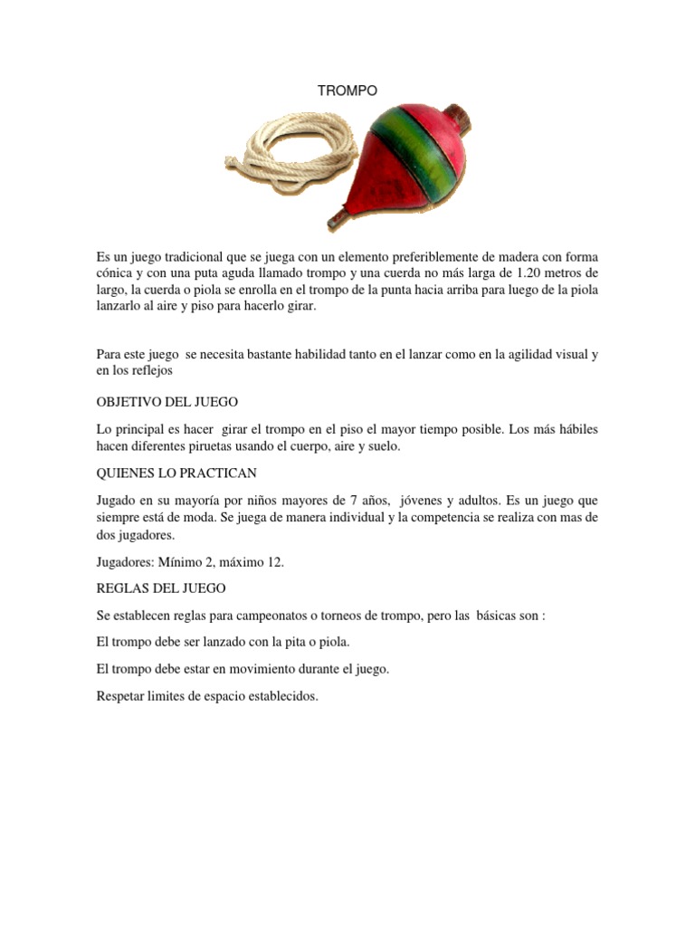 Reglas del juego del trompo | PDF
