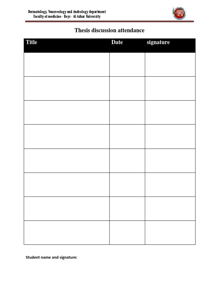 Title Date Signature: Thesis Discussion Attendance | PDF | Wellness