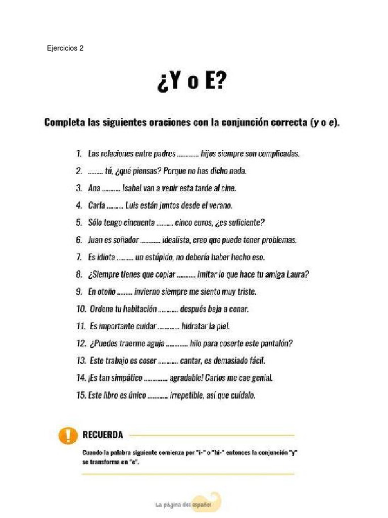 Ejercicios de ''Y'', ''E'' | PDF