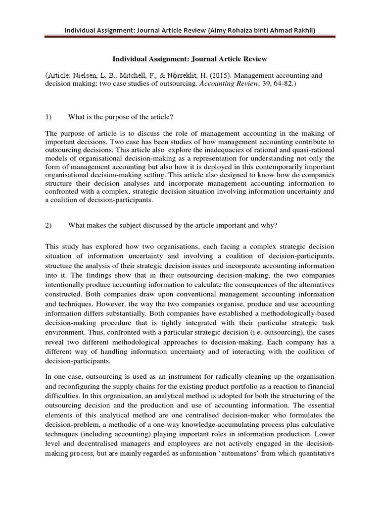Individual Assignment Journal Article Review | Download Free PDF ...