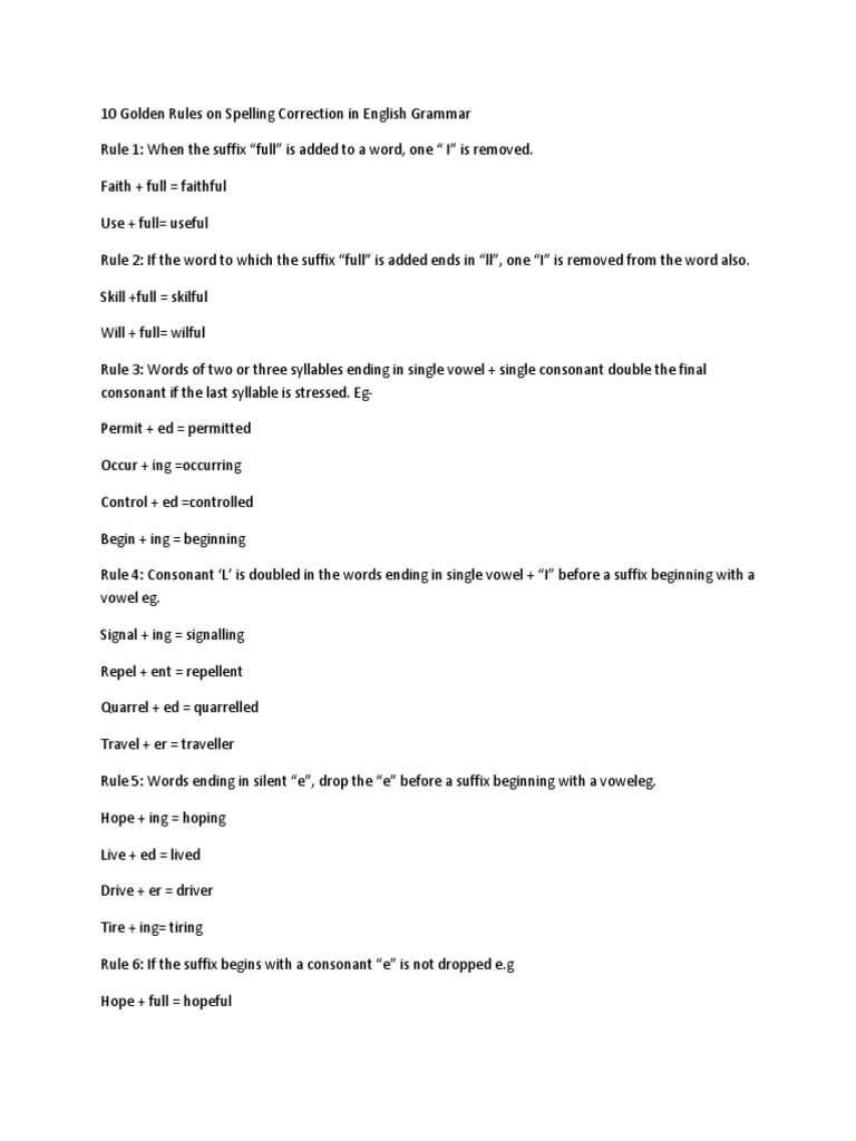 English Spelling Correction Rules | PDF | Language Arts & Discipline