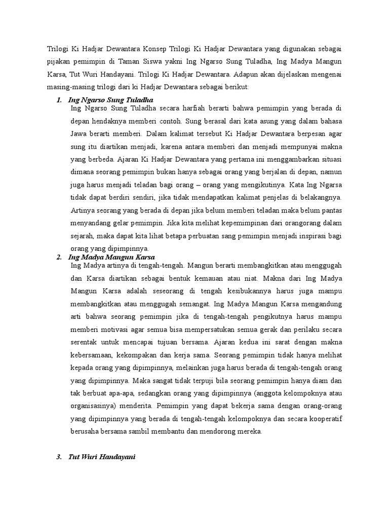 Trilogi Ki Hadjar Dewantara Konsep Trilogi Ki Hadjar Dewantara Yang ...