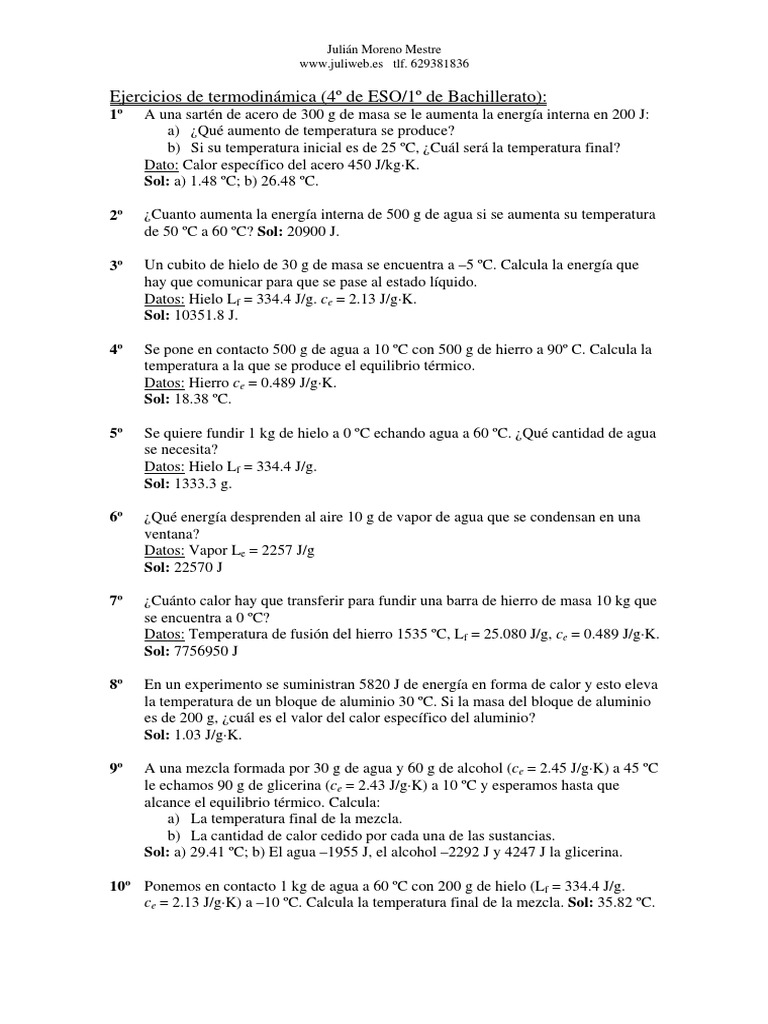 Ejercicios de Deber PDF | PDF | Entropía | Calor