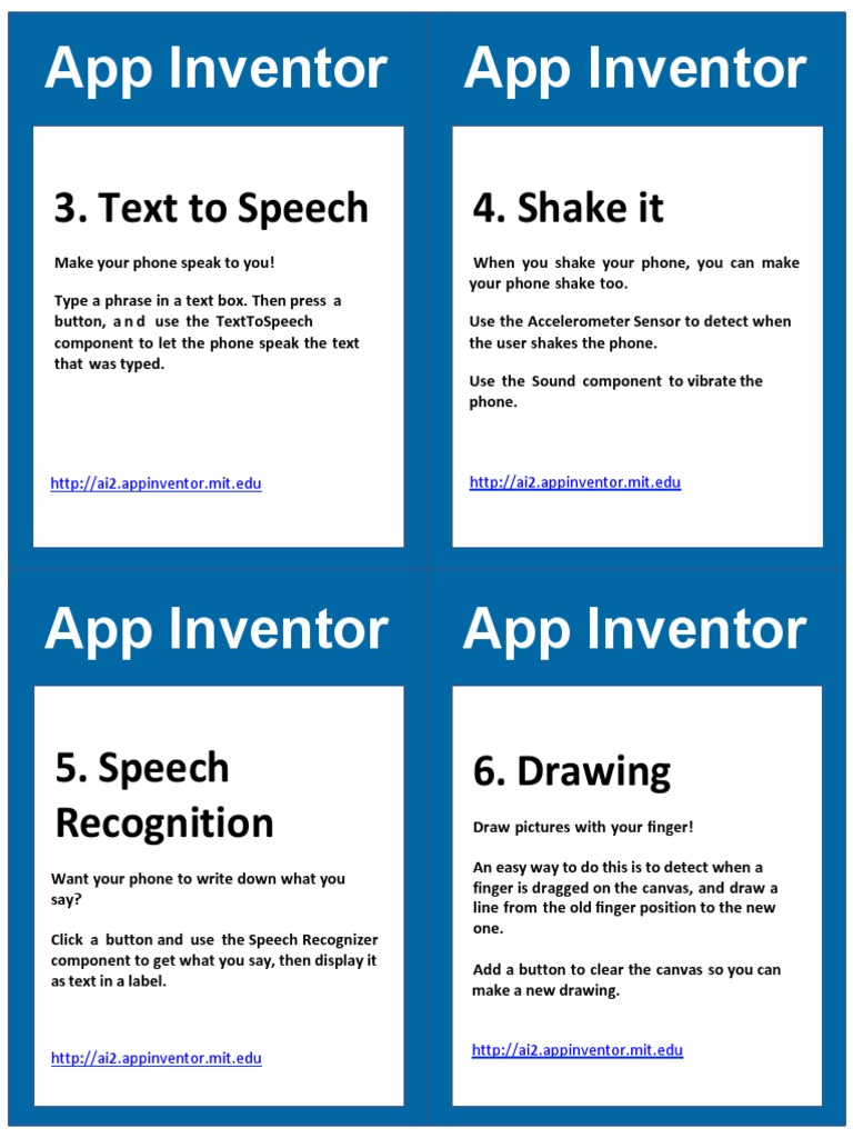 App Inventor App Inventor: 4. Shake It 3. Text To Speech | PDF | Google ...