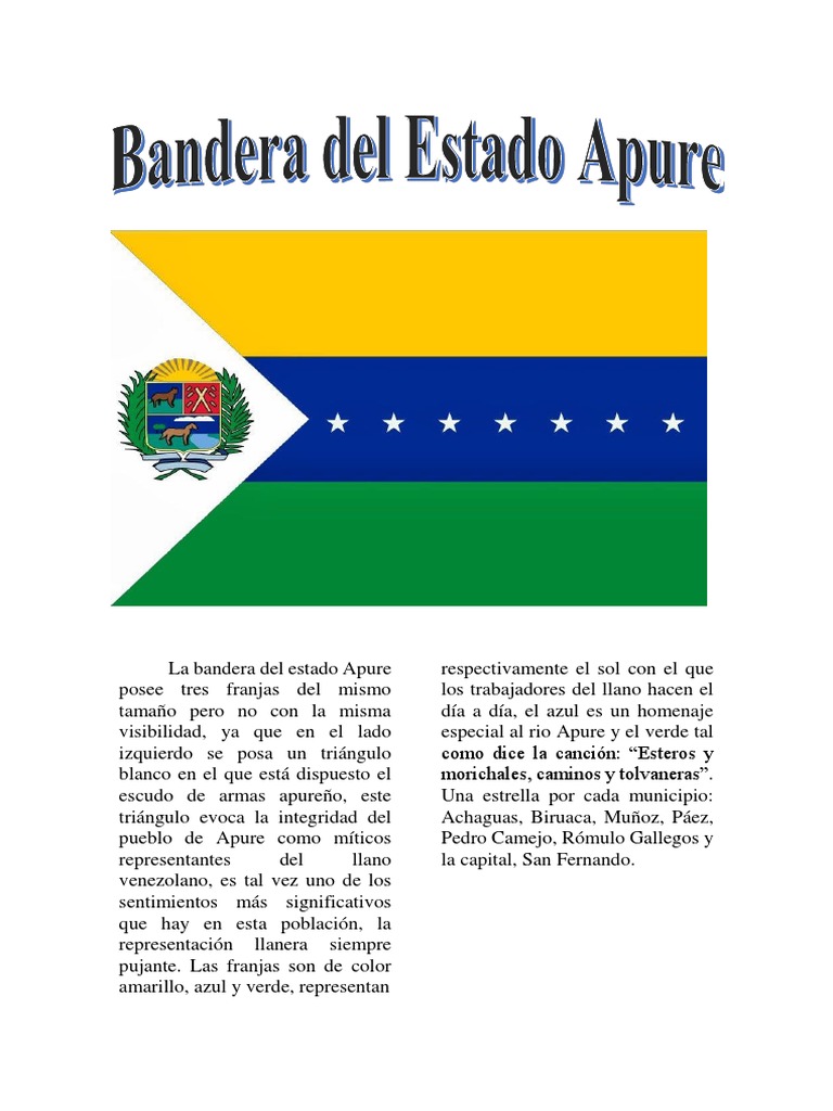 La Bandera Del Estado Apure Posee Tres Franjas Del Mismo Tamaño Pero No ...