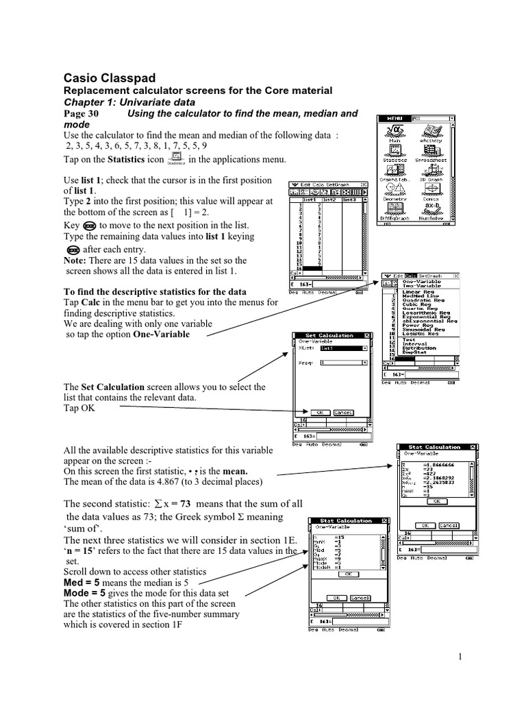 Casio Classpad Manual | PDF | Least Squares | Regression Analysis