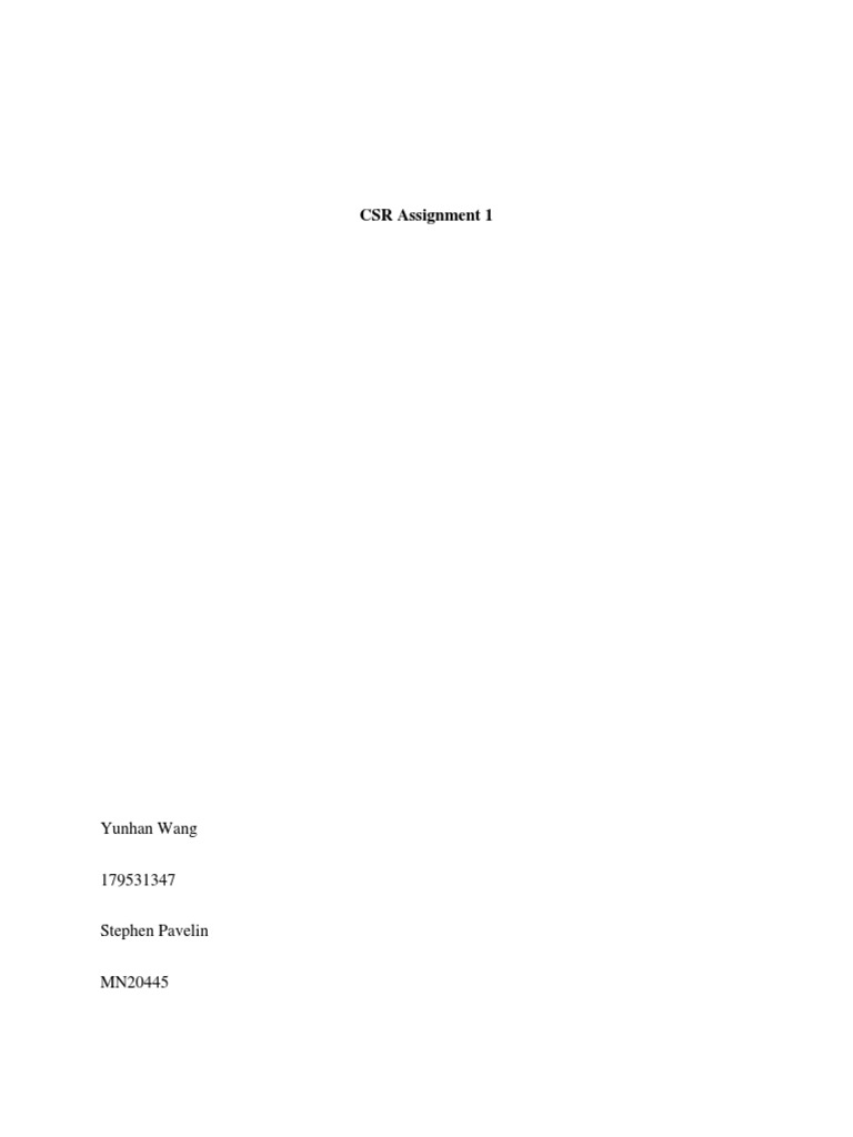 CSR Assignment 1 | PDF | Competition | Corporate Social Responsibility