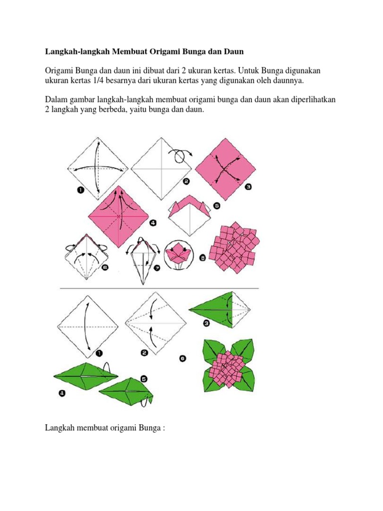 Langkah-Langkah Membuat Origami Bunga Dan Daun | PDF | Griya & Taman