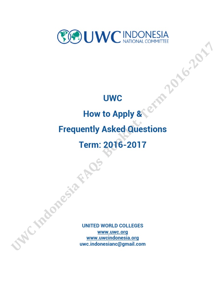 Uwc Indonesia Faq Booklet Term 2016 2017 Pdf