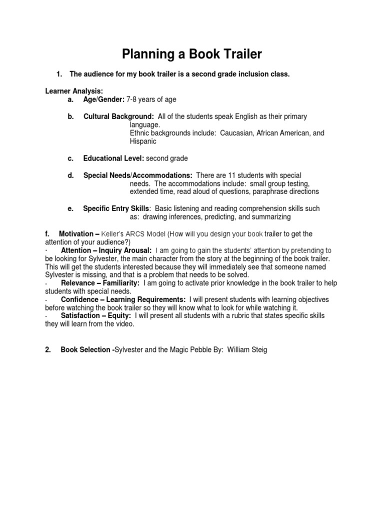 Book Trailer Plan | PDF