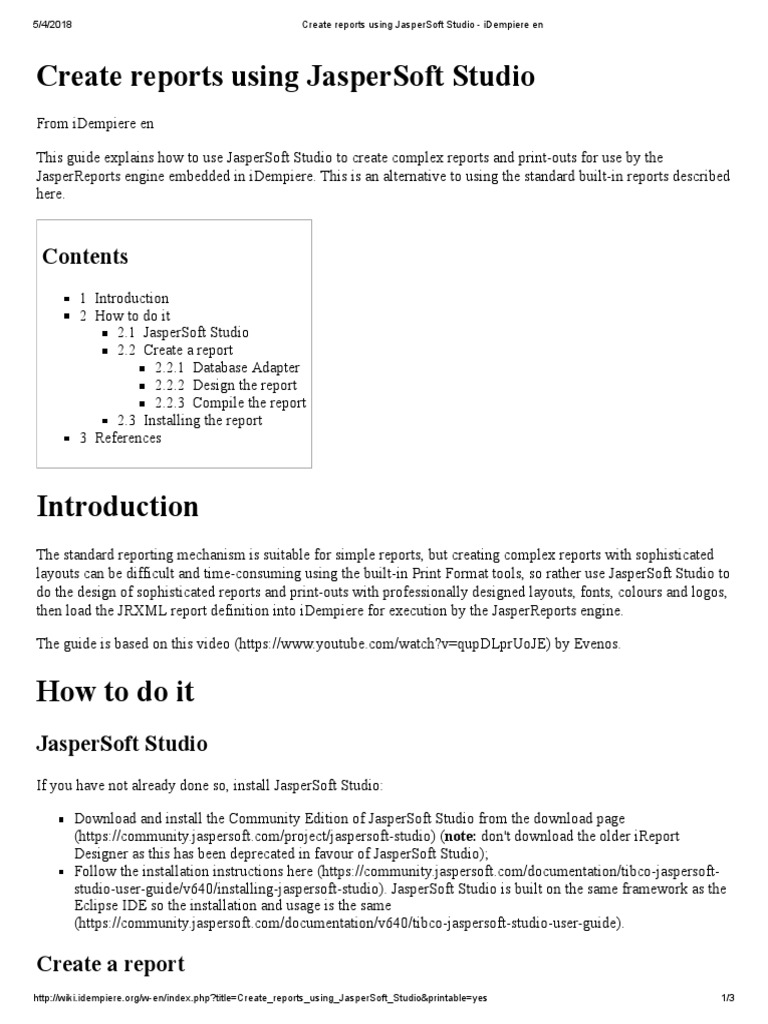 Create Reports Using JasperSoft Studio - IDempiere en | PDF | Postgre Sql | Databases