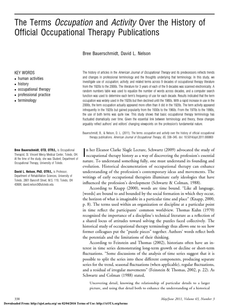 Evolution of Occupational Therapy Terms | PDF | Occupational Therapy ...