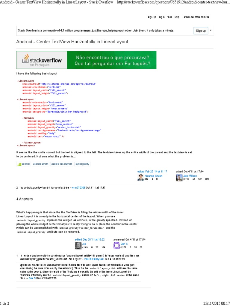 Android Center Textview Horizontally In Linearlayout Pdf Areas Of Computer Science Computing